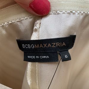 BCBG | Dresses | Bcbg Offwhite Chalk Ruffled Silk Chiffon Ostrich ...